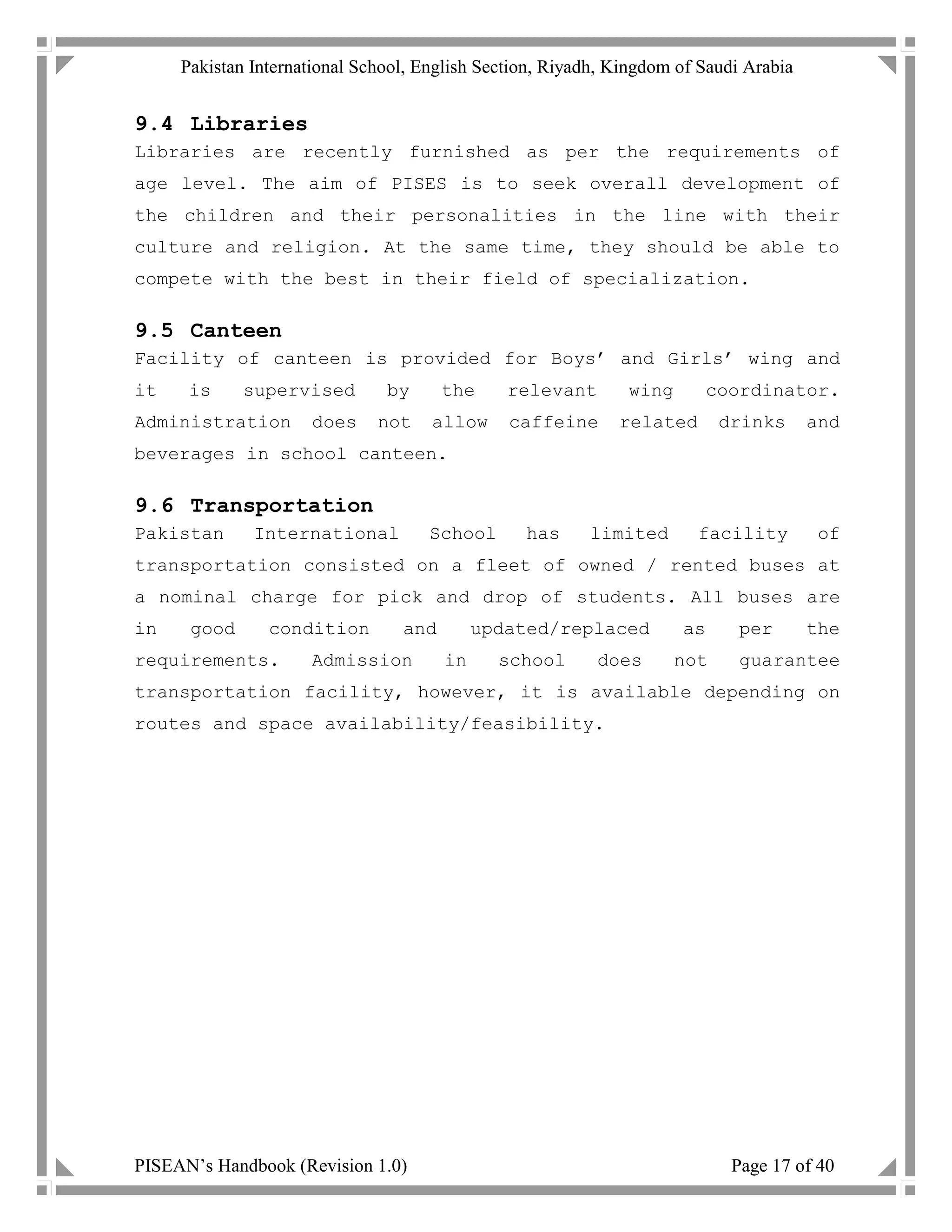 Pises students handbook | PDF