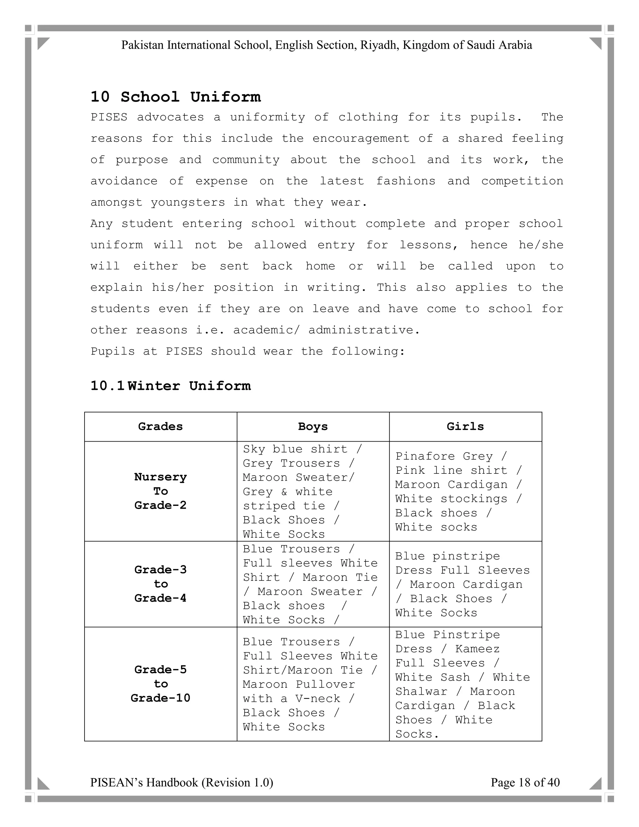 Pises students handbook | PDF