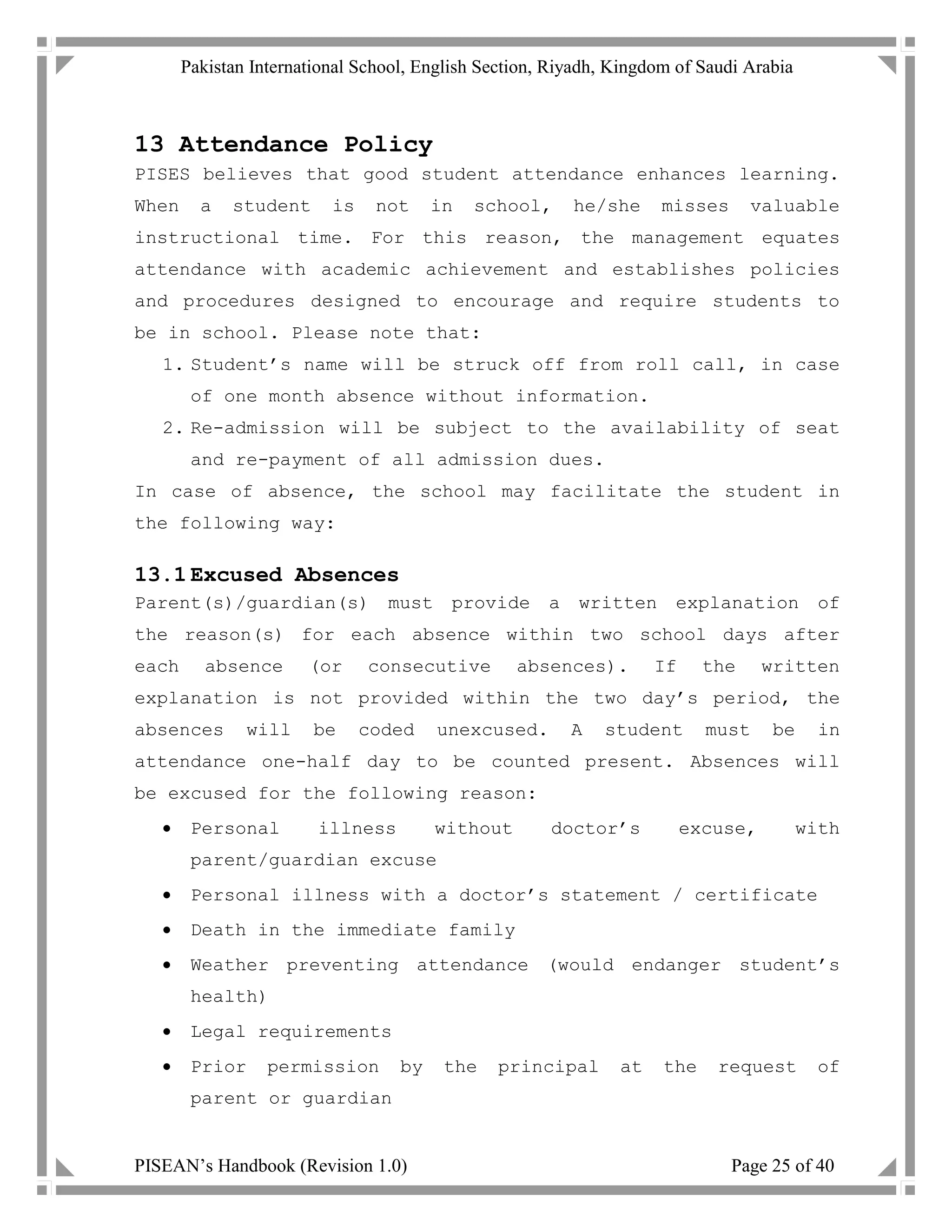 Pises students handbook | PDF