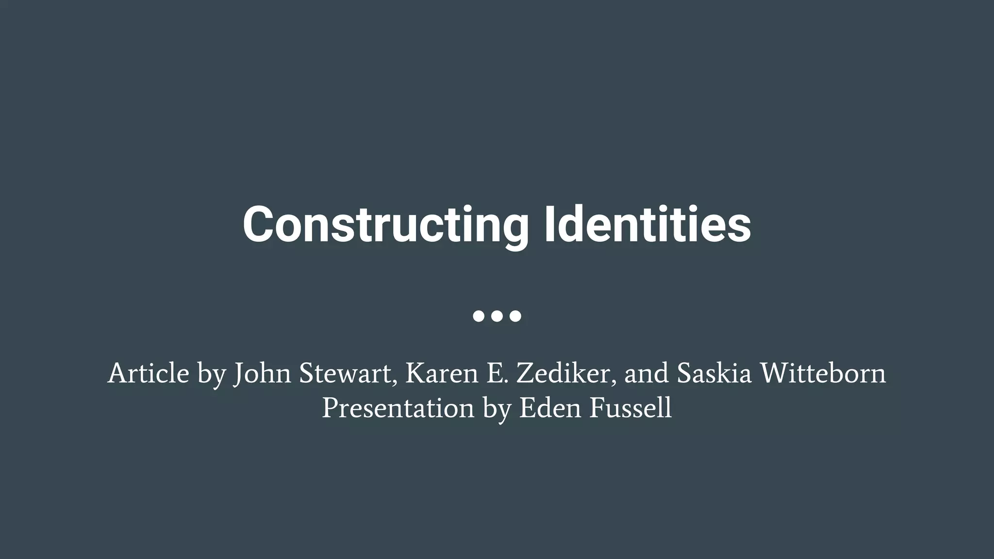 Constructing identities | PPT