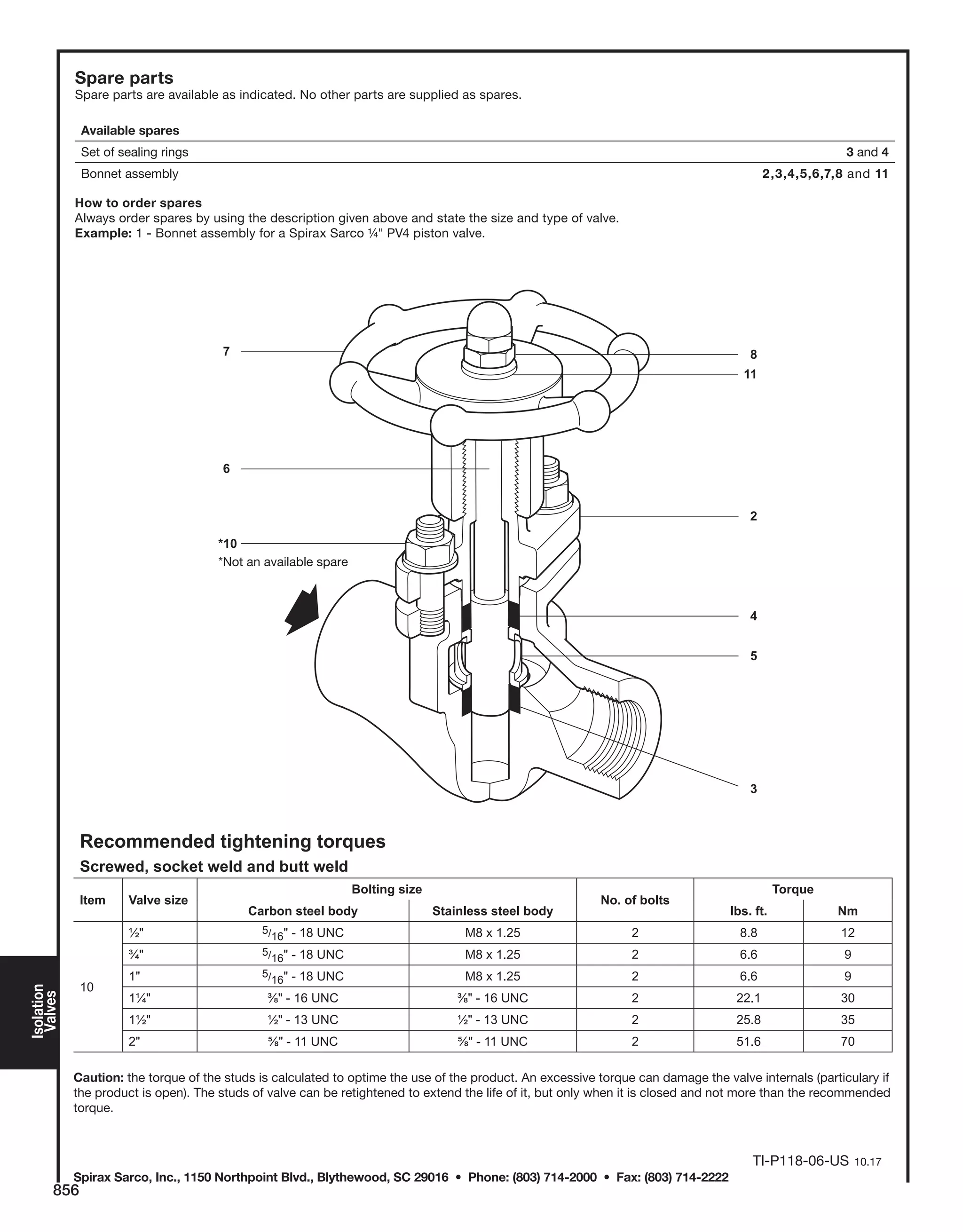 Piston Isolation Valves For Steam and Condensate | PDF