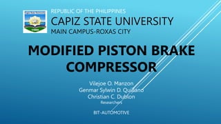 Piston Brake Compressor PPT.pptx research paper | PPTX