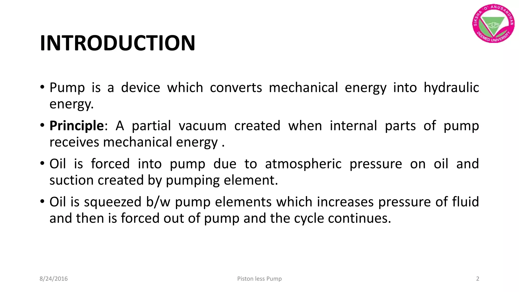 Piston less pump | PPTX
