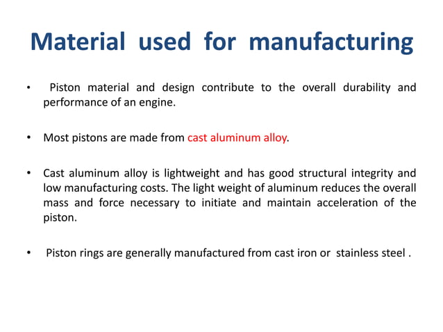 Piston manufacturing process | PPTX | Science