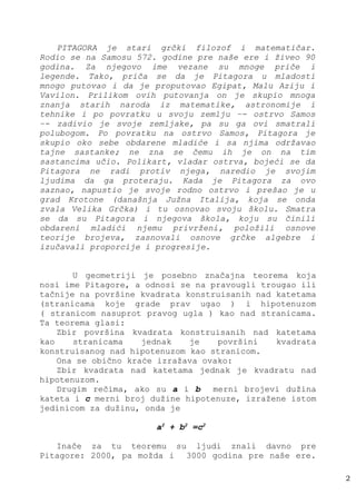 Pitagorina teorema matematika | DOC