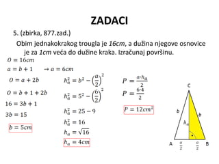 Pitagorina teorema primjena na jednakokraki trougao | PPTX