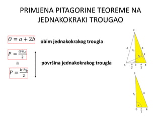 Pitagorina teorema primjena na jednakokraki trougao | PPTX
