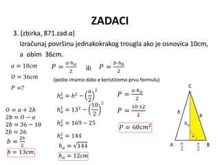 Pitagorina teorema primjena na jednakokraki trougao | PPTX