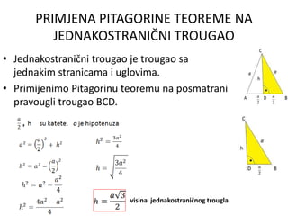 Pitagorina teorema primjena na jednakostranicni trougao | PPTX