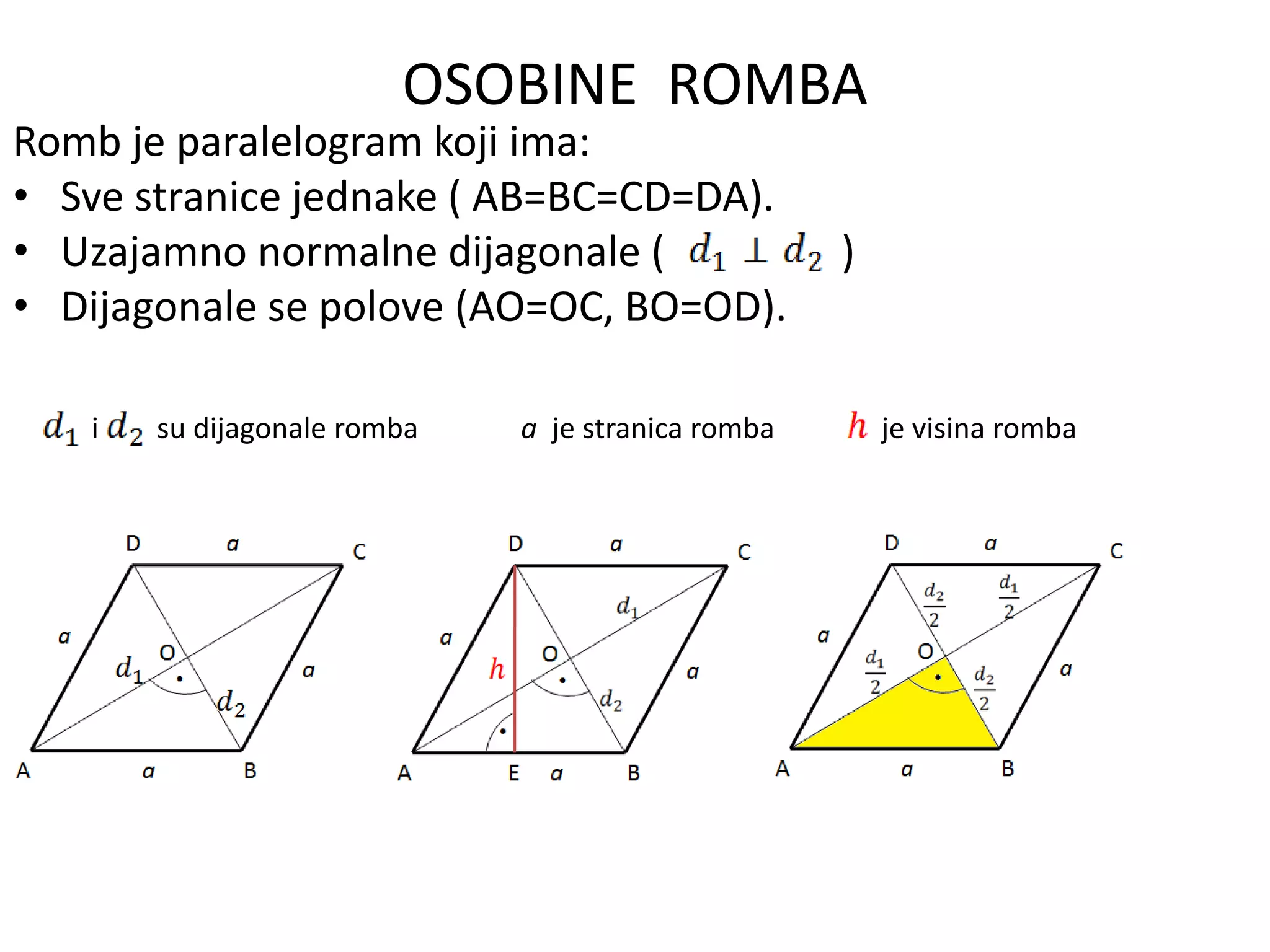 Pitagorina teorema primjena na romb | PPTX