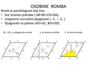 Pitagorina teorema primjena na romb | PPTX