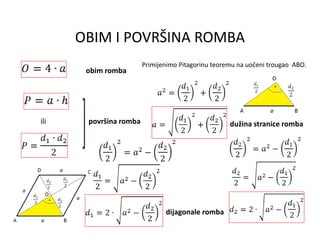 Pitagorina teorema primjena na romb | PPTX