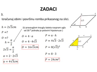 Pitagorina teorema primjena na romb | PPTX