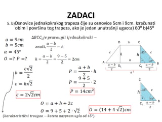 Pitagorina teorema primjena na trapez | PPTX