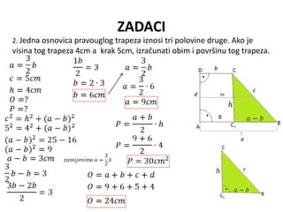 Pitagorina teorema primjena na trapez | PPTX