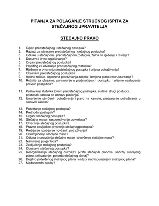 Pitanja za polaganje stručnog ispita za stečajnog upravitelja (1) | PDF