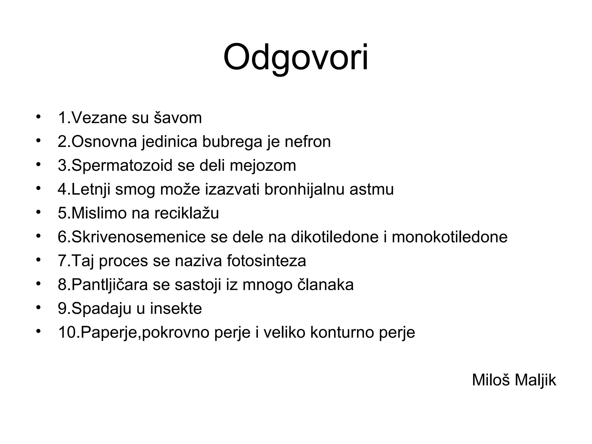 Pitanja za prijemni 1 Biologija | PPT