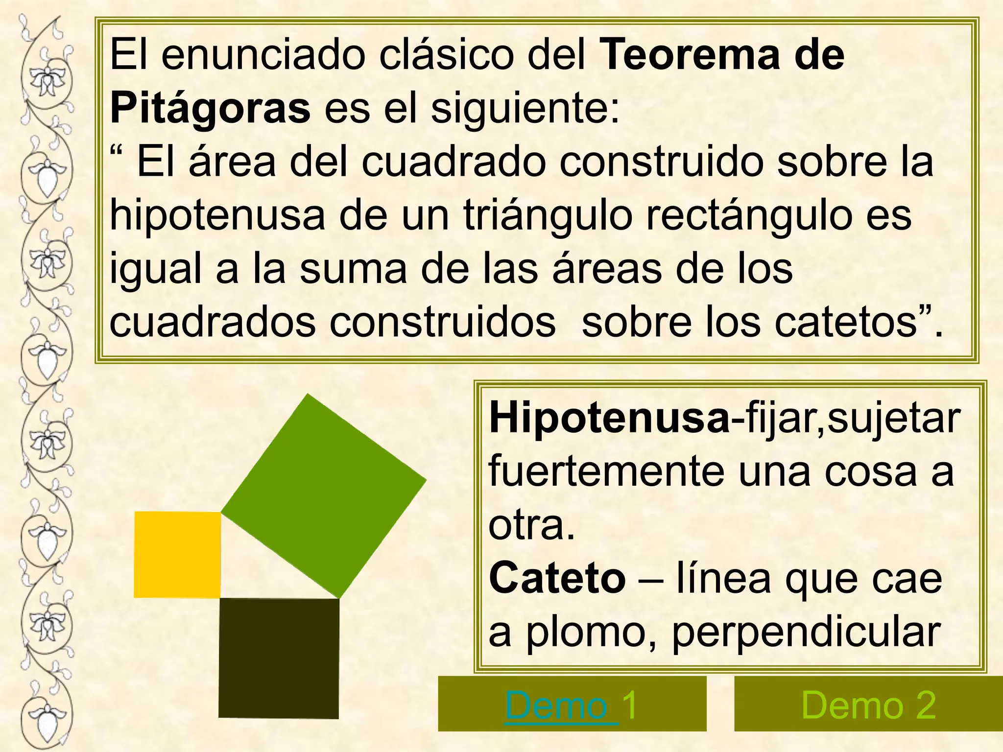 Teorema de pitagoras aplicaciones y mas para secundaria | PPT