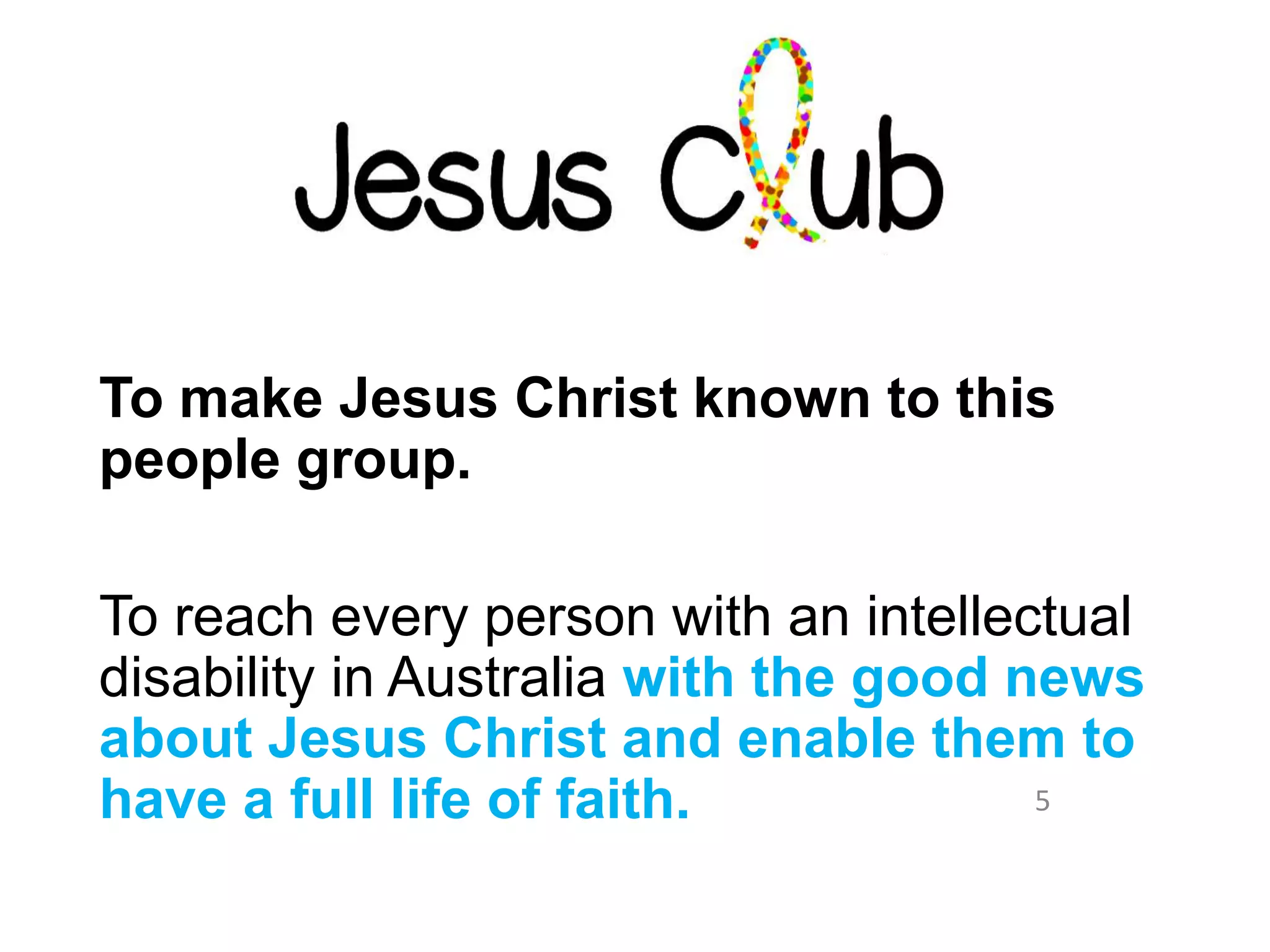 Jesus Club Vision & Mission - April 2016 | PPTX