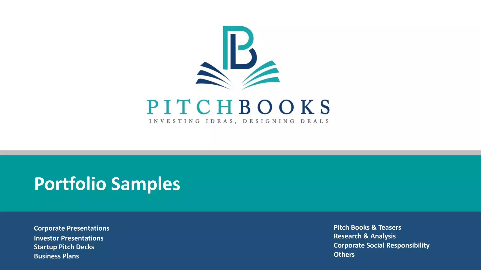 Pitchbooks portfolio pitch decks | PPT