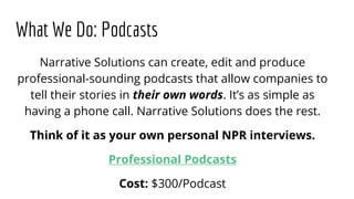 Narrative Solutions: How We Can Help You | PPT