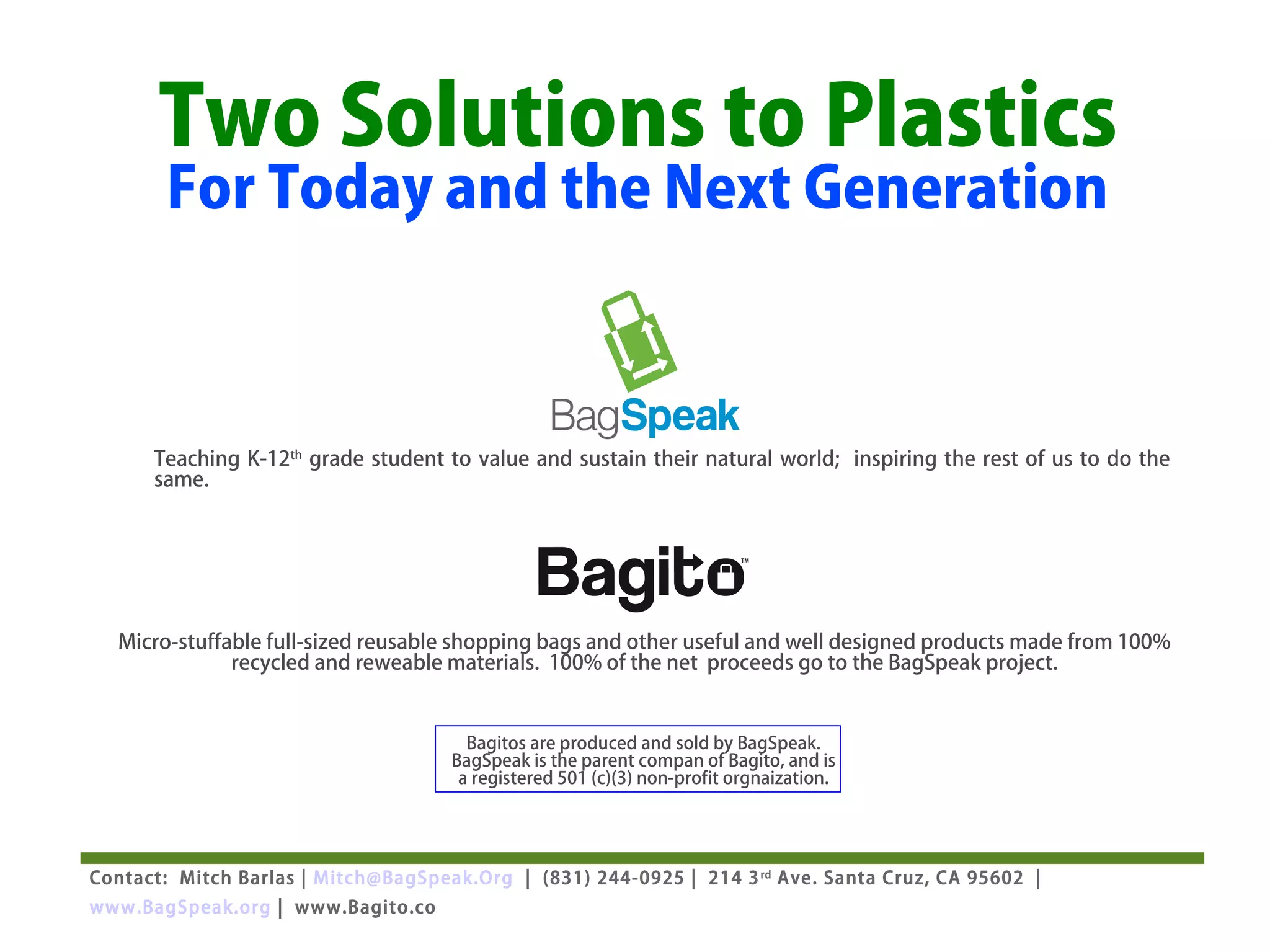 Pitch deck bag speak and bagito | PPT