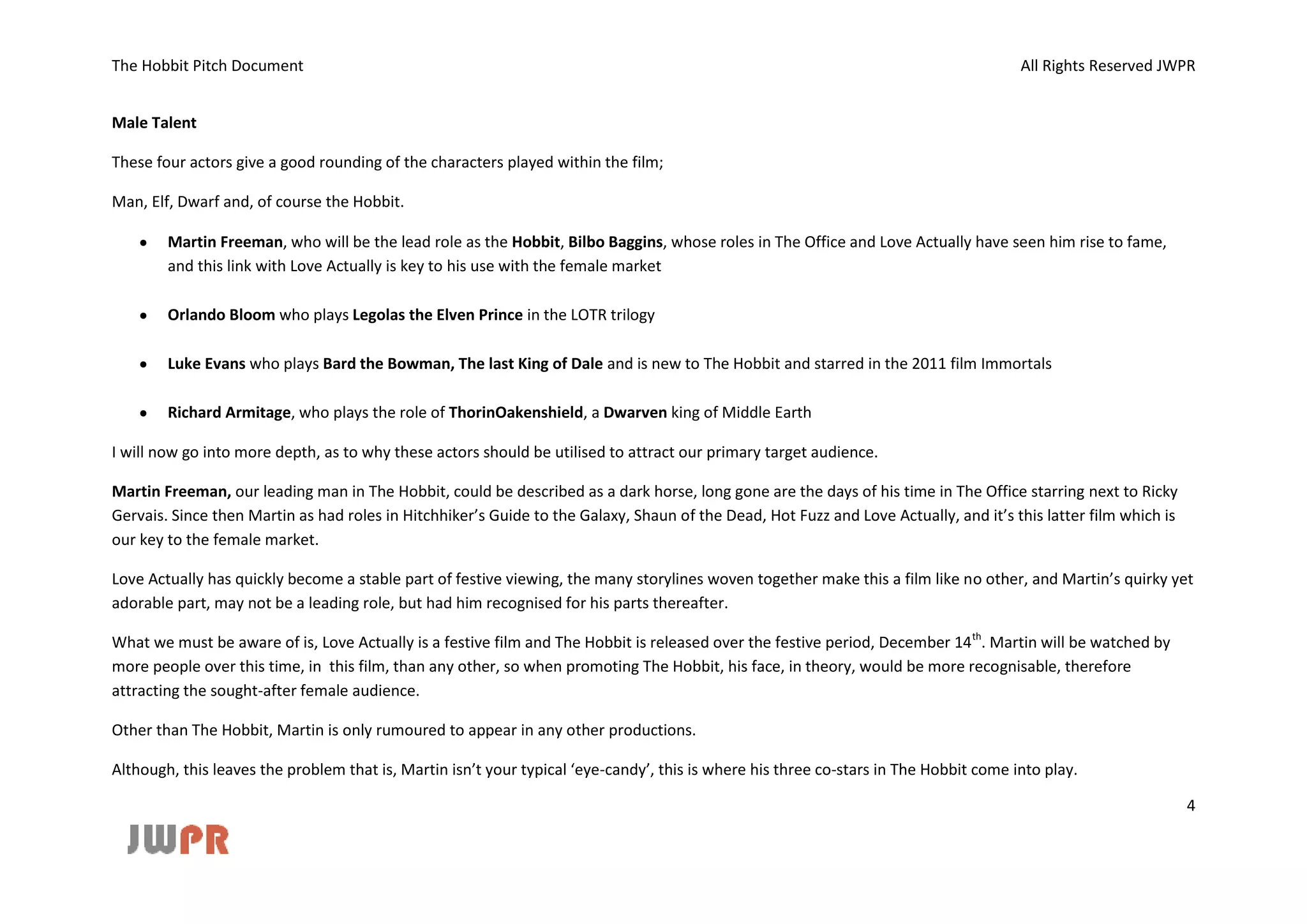 'The Hobbit' pitch document | DOCX