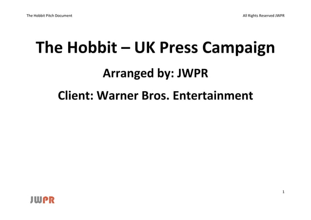 'The Hobbit' pitch document | PPT