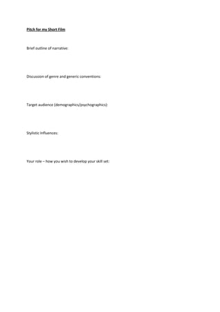 Pitch for my short film | DOCX