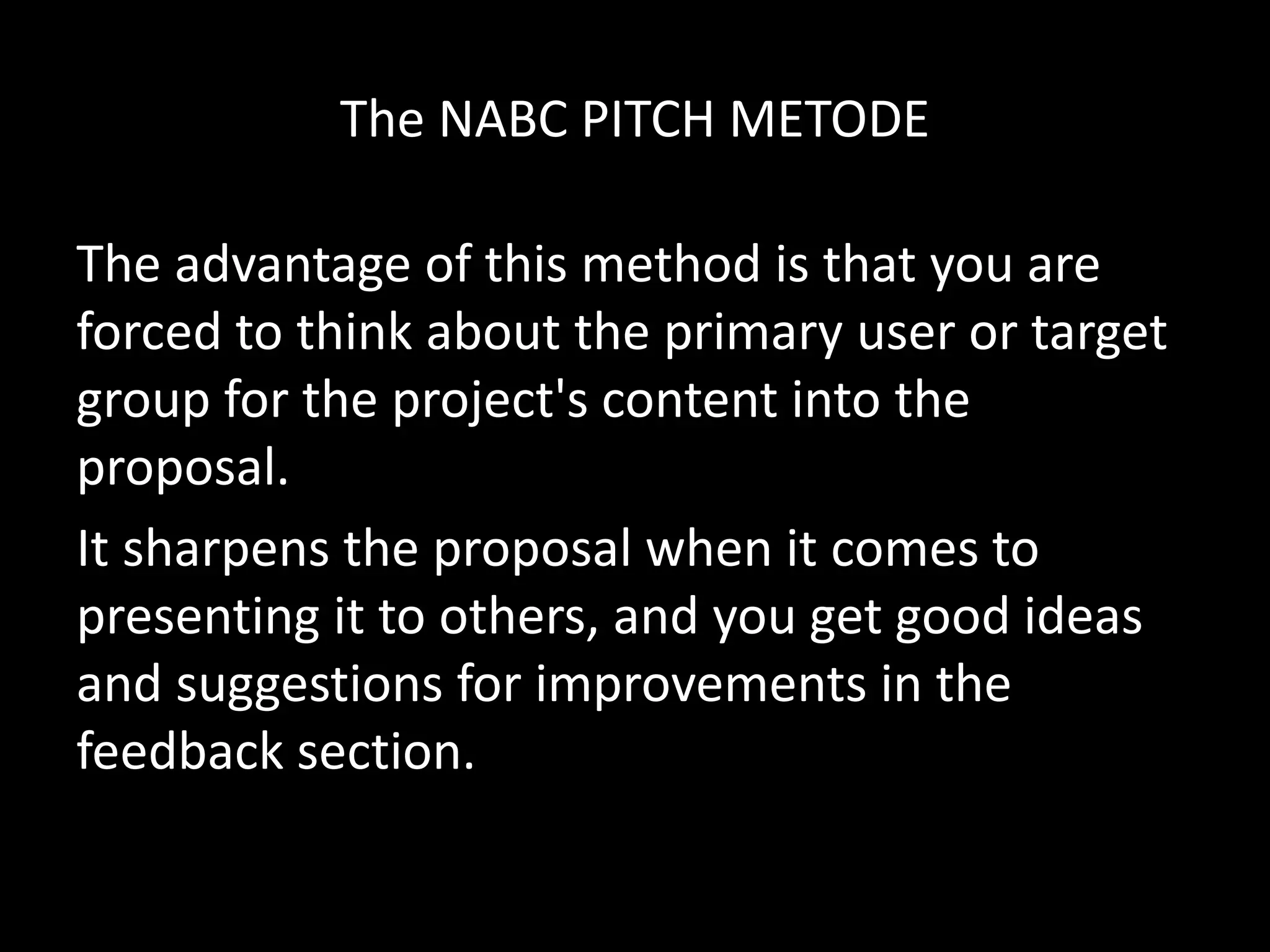 How to pitch an idea? the NABC methode | PDF