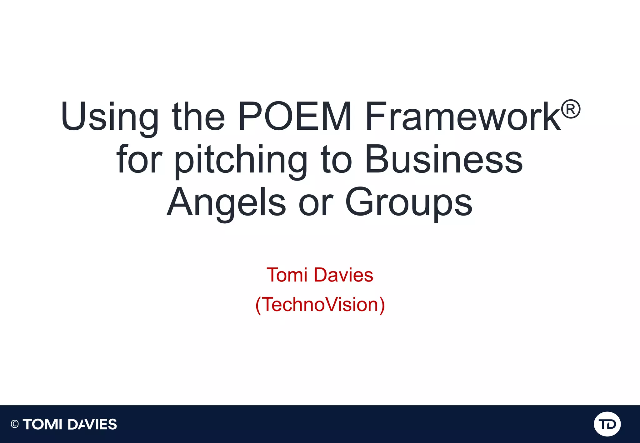 Pitching POEM to Business Angels & Groups | PDF