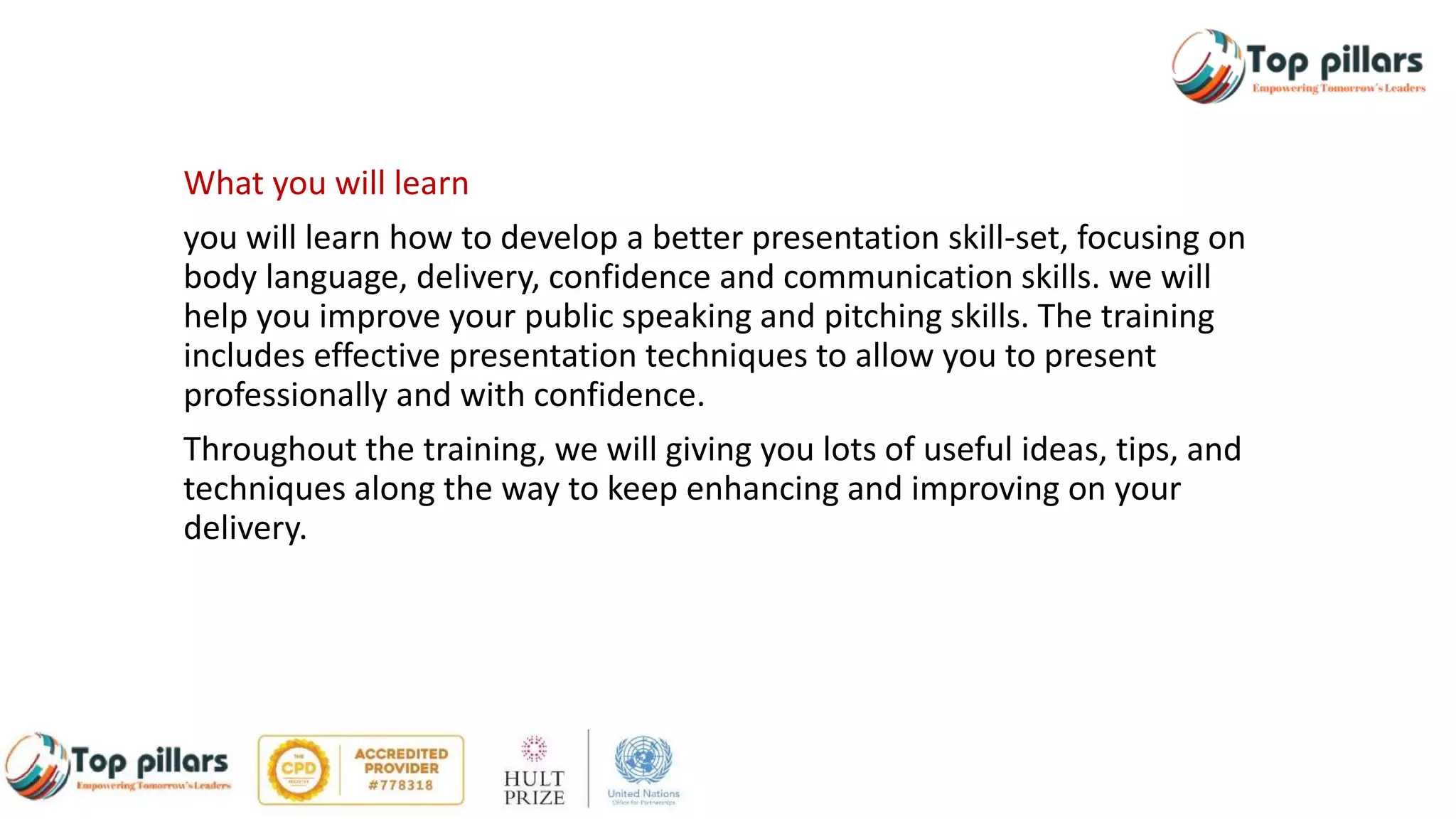 Top Pillars | Pitching Skills by Essam Nazzal | PPTX