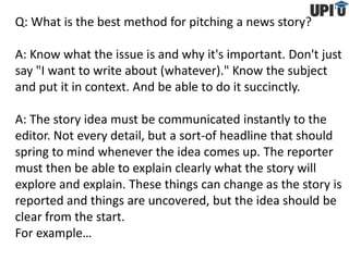 Pitching stories to editors | PPT