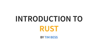 Intro to Rust 2019 | PDF | Programming Languages | Computing