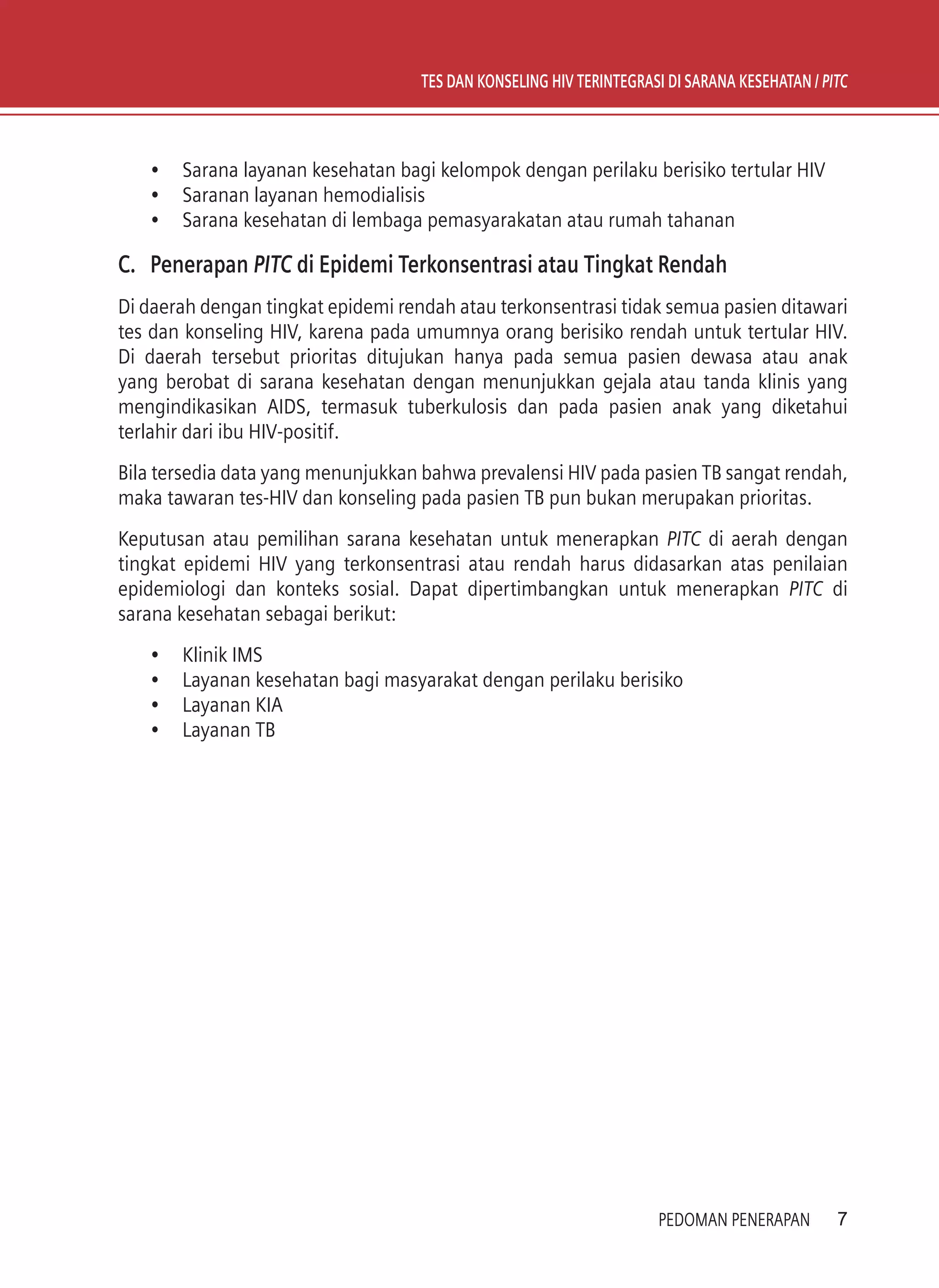 Juknis HIV: Pedoman PITC | PDF
