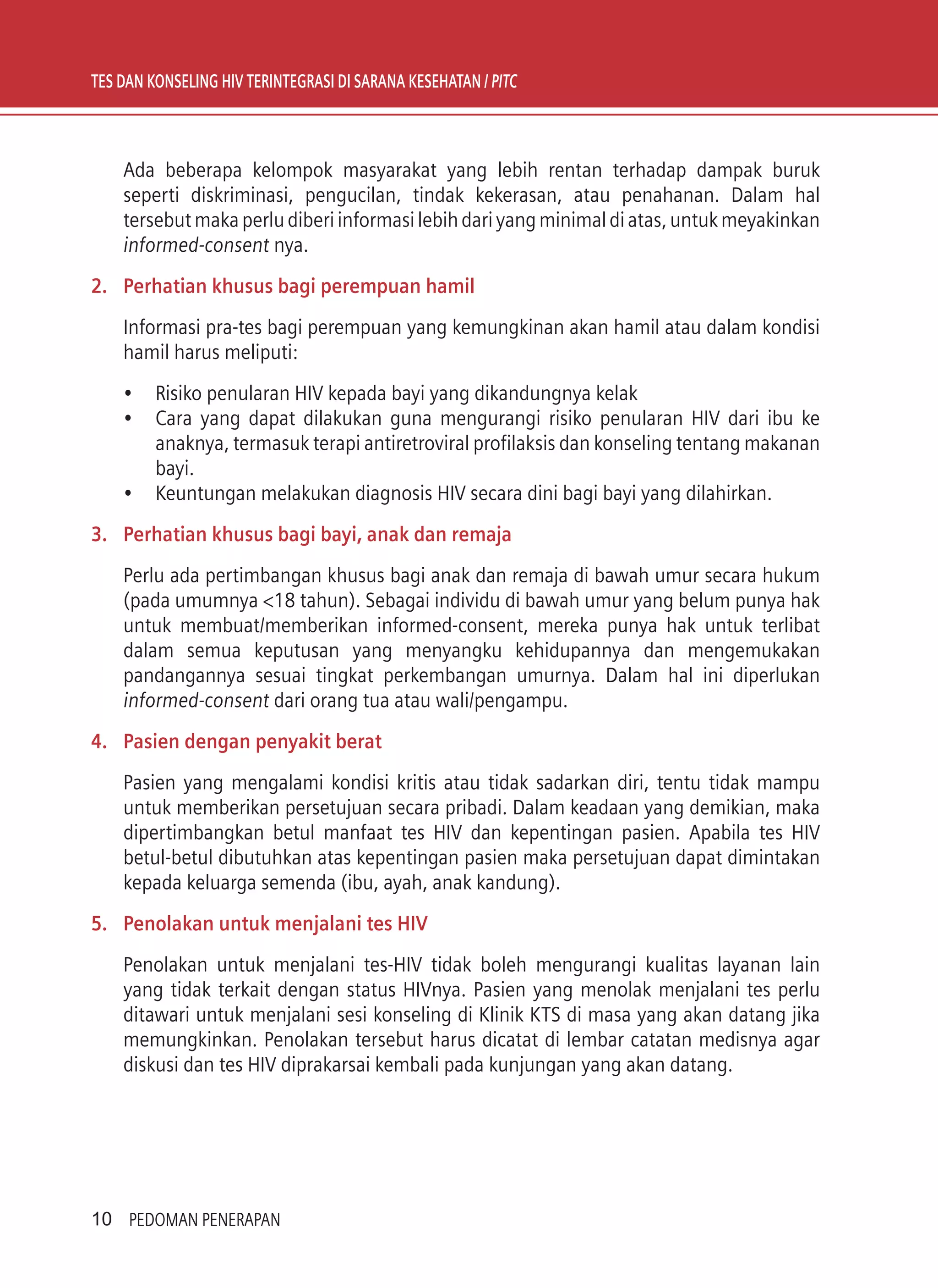 Juknis HIV: Pedoman PITC | PDF