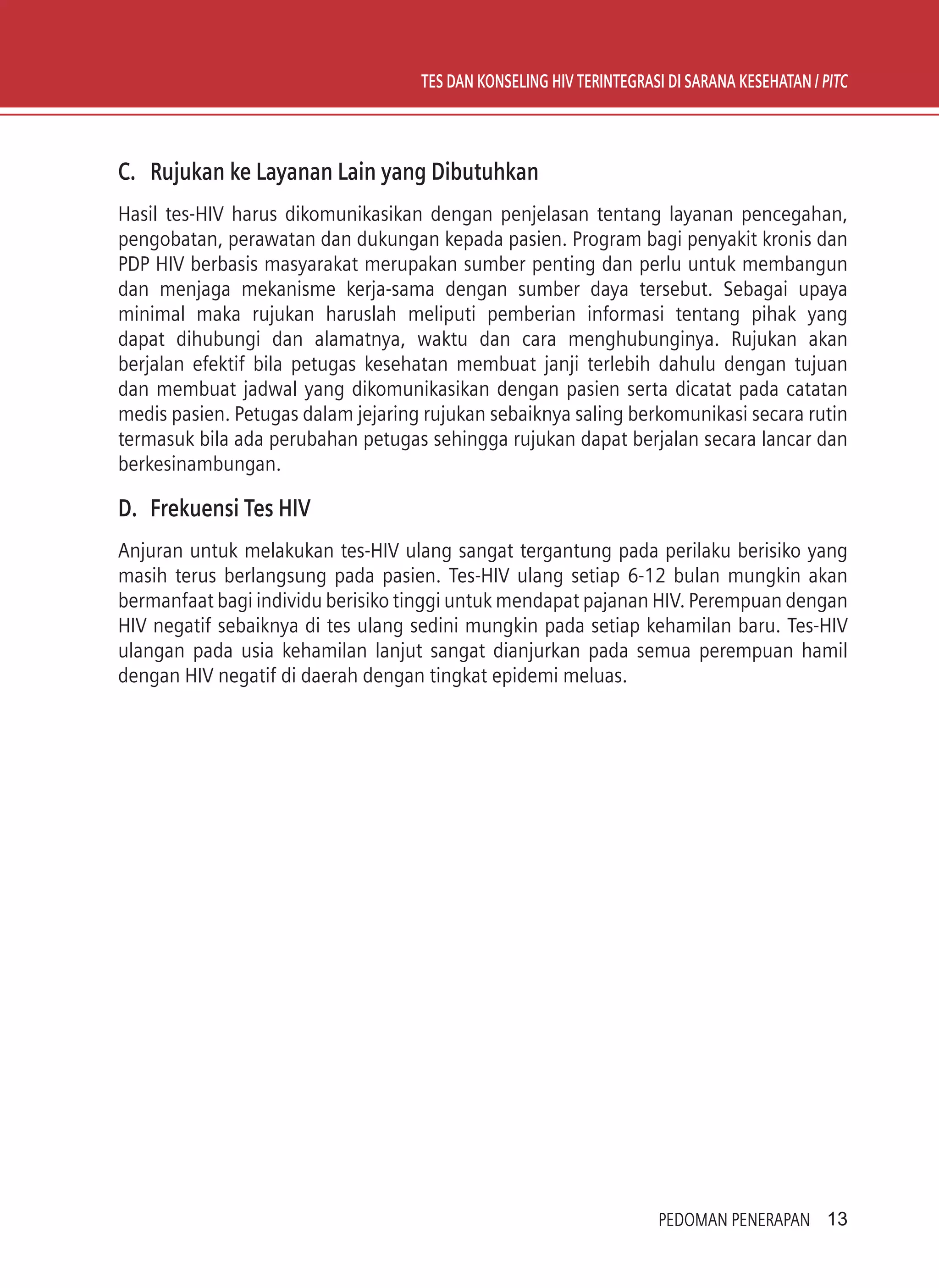 Juknis HIV: Pedoman PITC | PDF