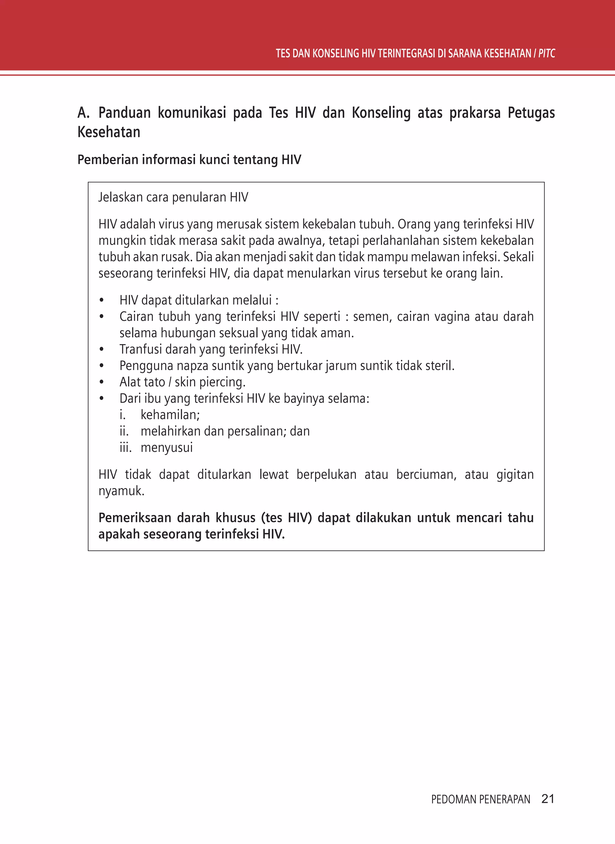 Juknis HIV: Pedoman PITC | PDF