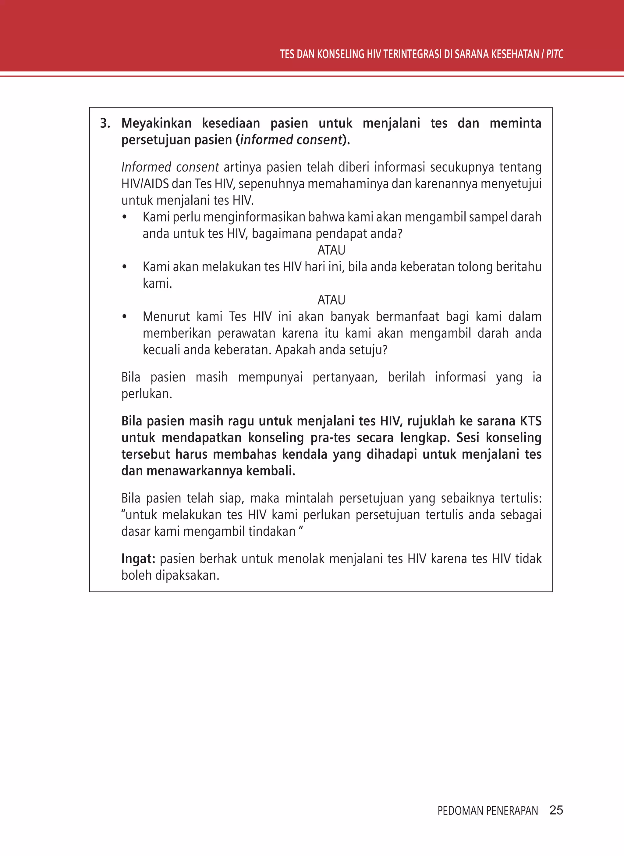 Juknis HIV: Pedoman PITC | PDF