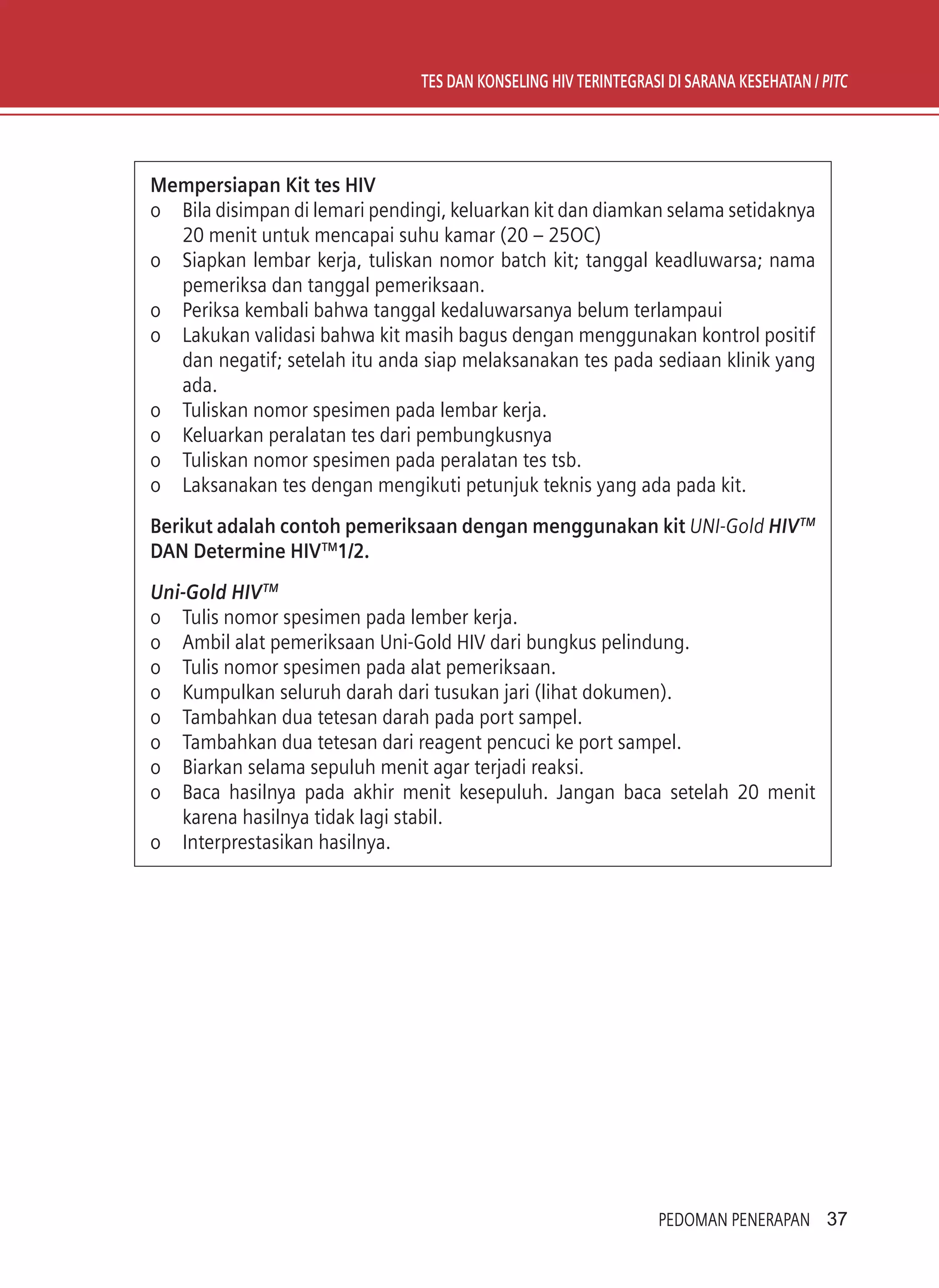 Juknis HIV: Pedoman PITC | PDF