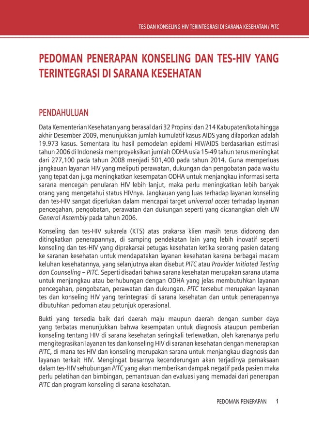 Juknis HIV: Pedoman PITC | PDF