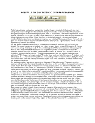 PITFALLS IN 3-D SEISMIC INTERPRETATION | DOCX