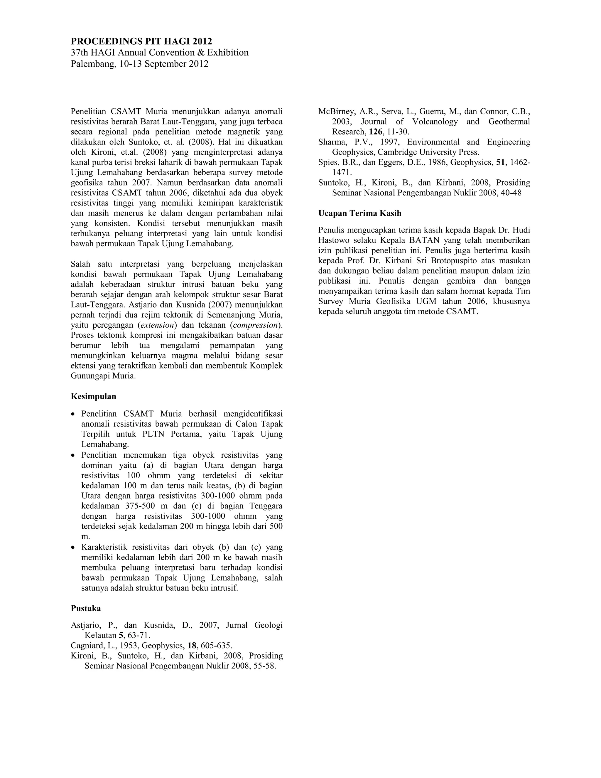 CSAMT Method in Identification of Subsurface Resistivity Anomaly at ...