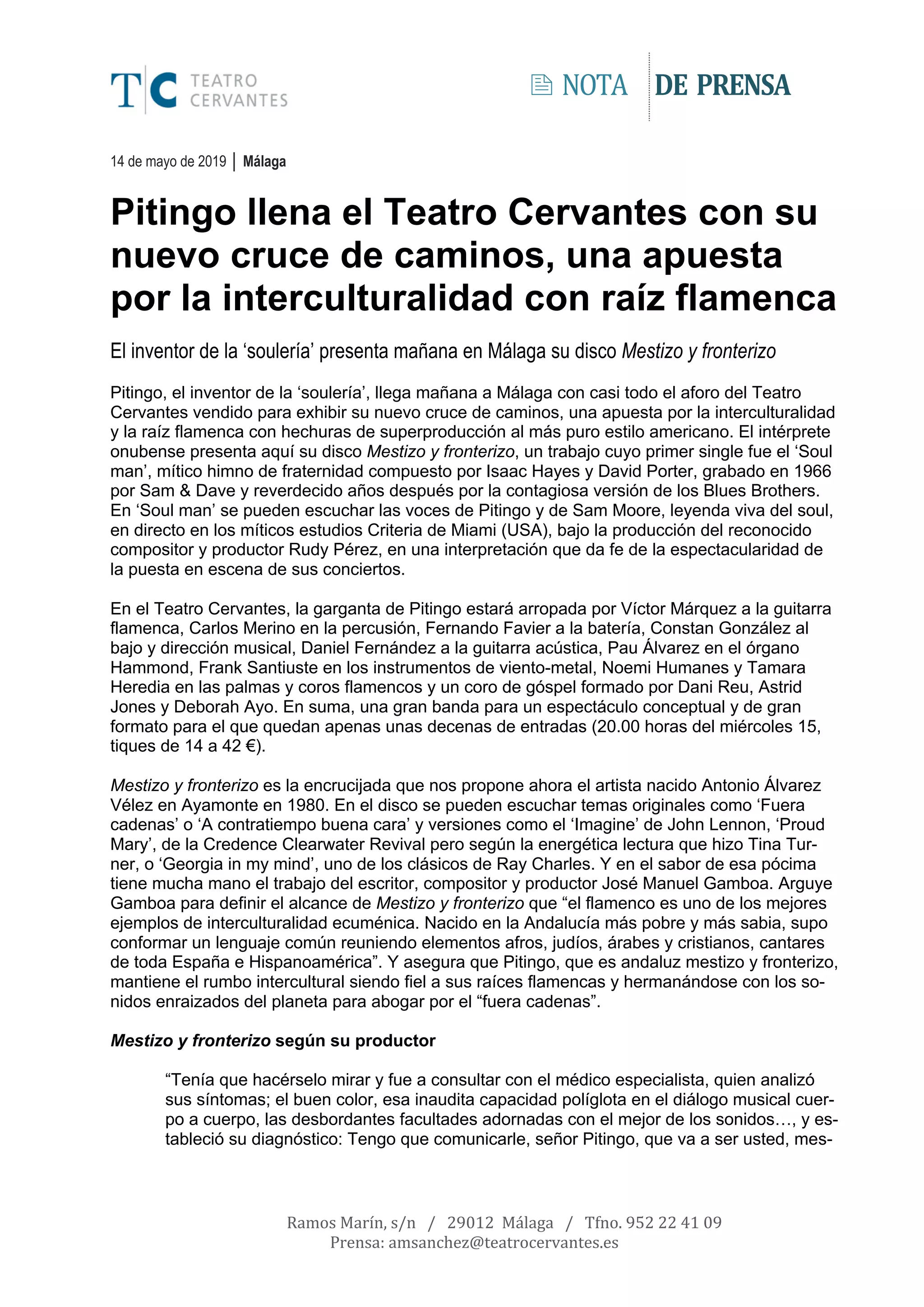 PITINGO PRESENTA DISCO MESTIZO Y FRONTERIZO | PDF