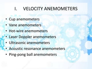 Pitot tube, anemometer and their types | PPTX