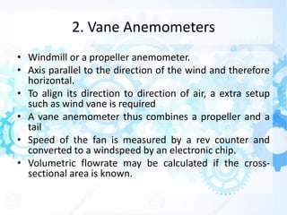 Pitot tube, anemometer and their types | PPTX