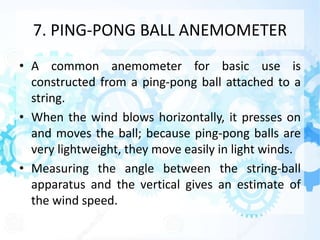 Pitot tube, anemometer and their types | PPTX