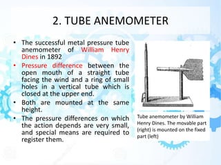 Pitot tube, anemometer and their types | PPTX