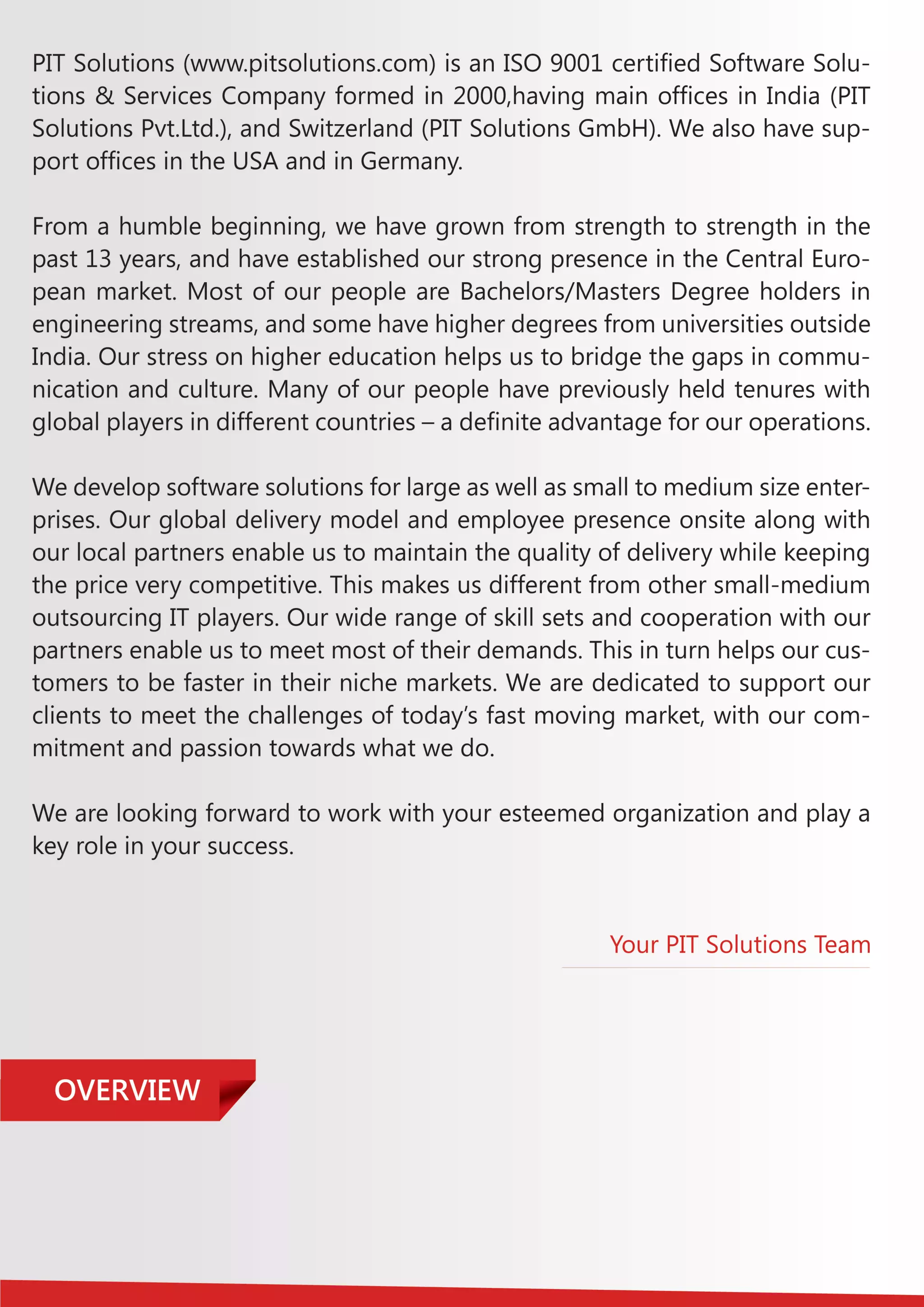 PIT Solutions - Brochure | PDF | Technology & Computing