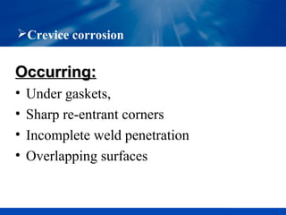 (Pitting corrosion and crevice corrosion) | PPT